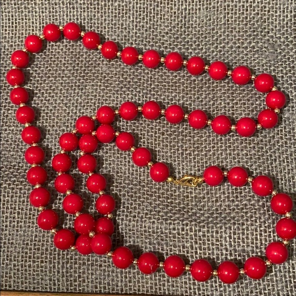 Jewelry | Vintage Long Red Beaded Necklace | Poshmark